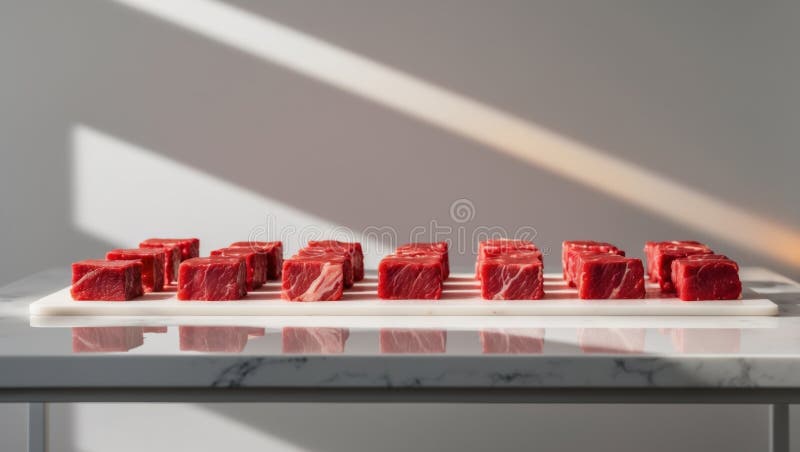 Raw Beef Cubes Prepped for Culinary Delights. Stock Image - Image of ...