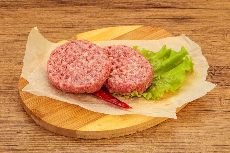 Raw beef cutlet for burger stock photo. Image of minced - 195830410