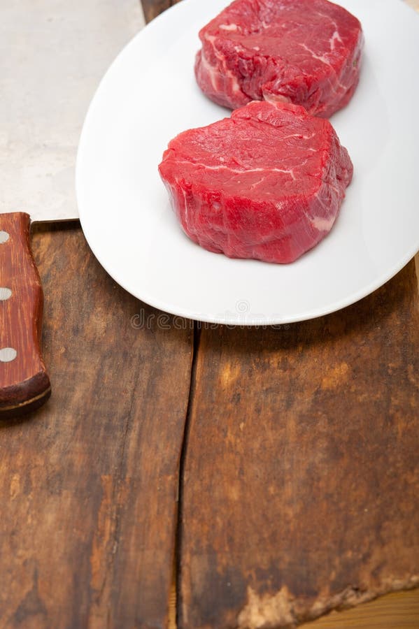 Raw beef filet mignon stock image. Image of rare, filet - 45376109