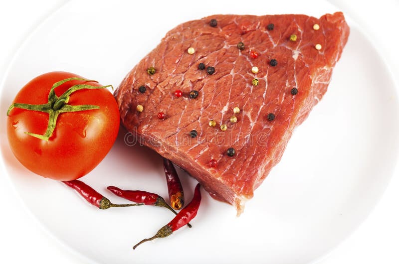 Raw Beef Filet with Spices and Tomato Stock Image - Image of food ...