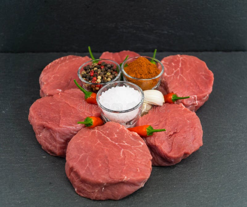 Raw filet Steak stock image. Image of fillet, grill - 163668245