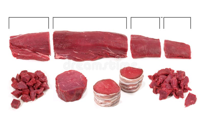 Raw Beef Fillet Parts on White Background Stock Photo - Image of german ...