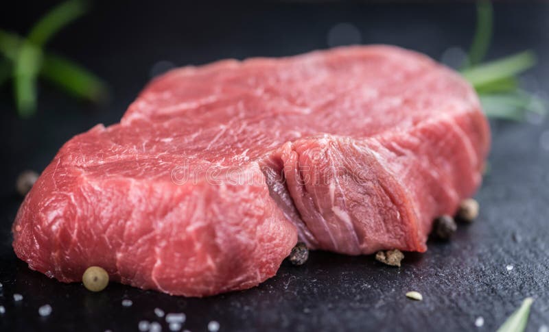 Raw Beef Fillet on a Slate Slab Stock Photo - Image of delicious ...