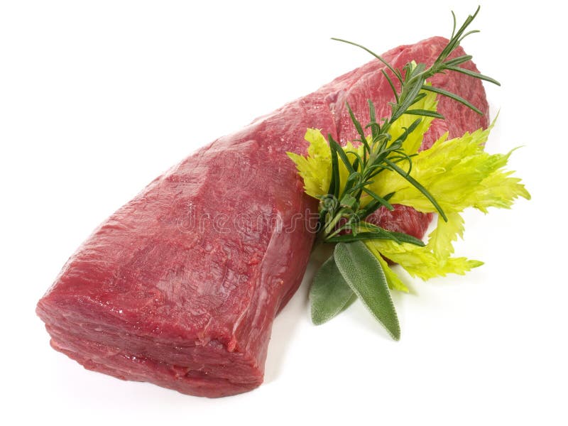 Raw Beef Fillet on White Background - Isolated Stock Image - Image of ...