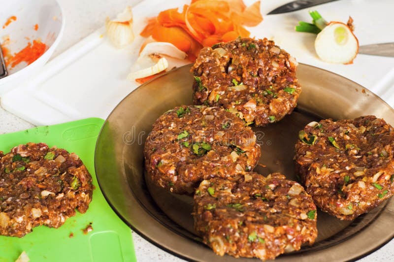 Raw beef hamburger stock image. Image of pressed, protein - 86370639