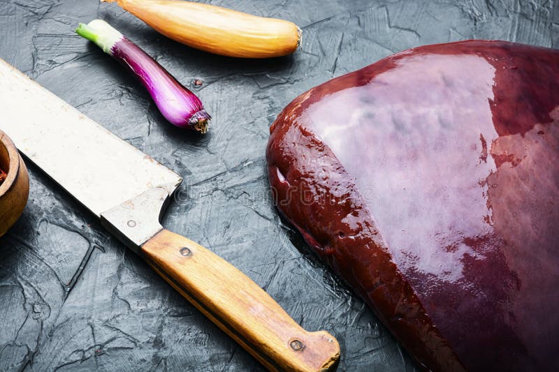 Raw beef liver stock photo. Image of offal, butchery - 223150234