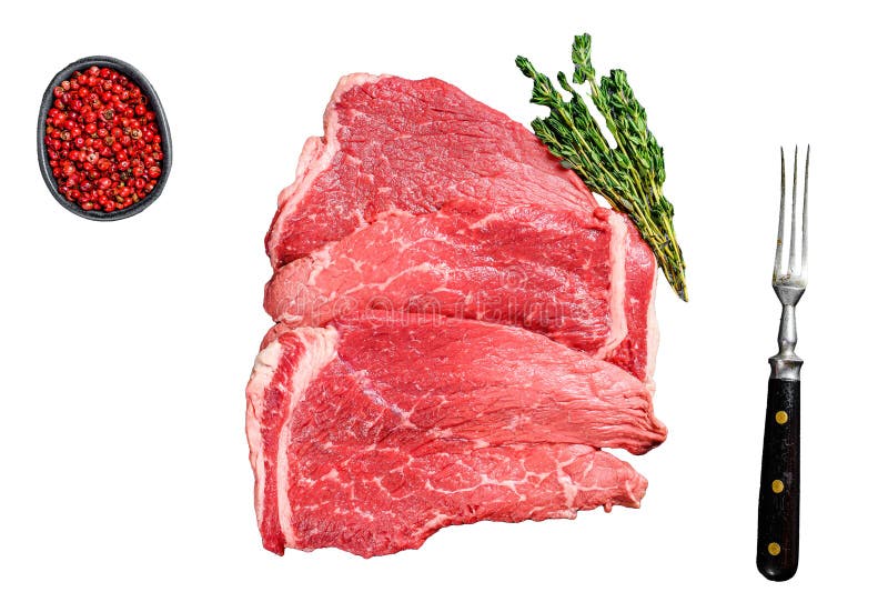 Raw Beef Meat Chop Rump Steak Isolated on White Background, Top View ...