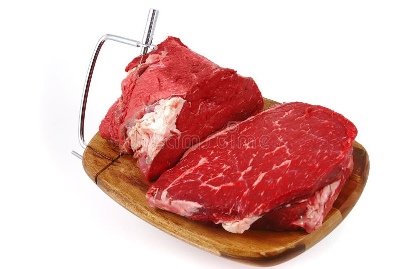 Raw Beef Meat Chunk and Slices Stock Image - Image of grocery, loin ...