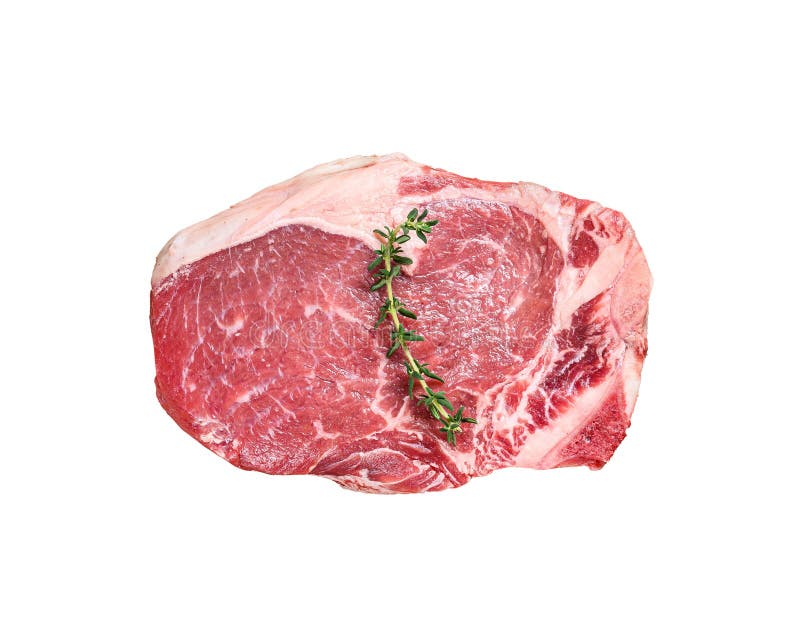 Raw Beef Meat Club or Striploin on the Bone Steak. Isolated on White ...
