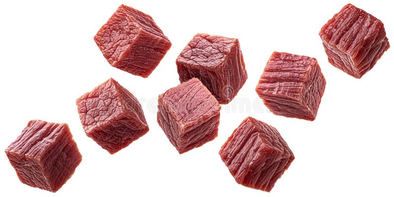 Raw Beef Meat Cubes Isolated on White Background Stock Photo - Image of ...