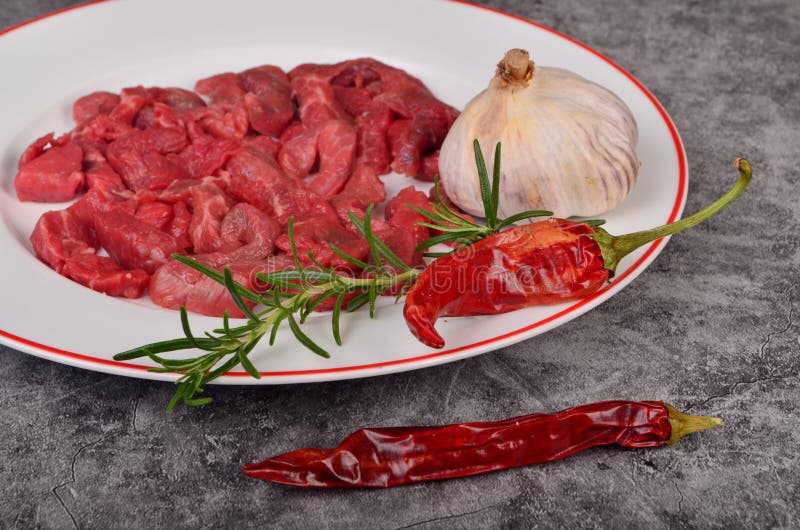 Raw Beef Meat Cut into Thin Strips Stock Image - Image of dish, chop ...