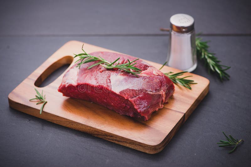 Raw Beef Meat on a Cutting Board Stock Photo - Image of meal, butcher ...