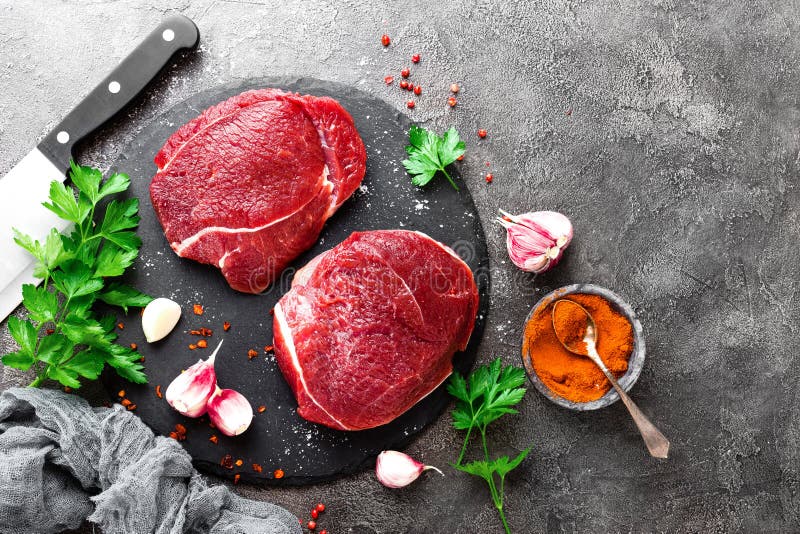 Raw Beef Meat. Fresh Beef Steaks Stock Image - Image of grill, culinary ...