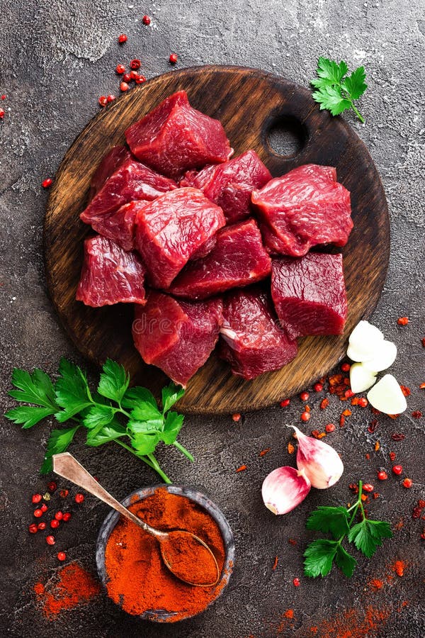 Raw Beef Meat. Fresh Sliced Beef Sirloin Stock Image - Image of kitchen ...