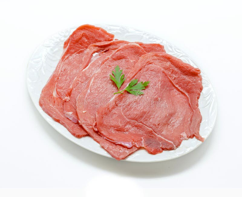 Raw Beef Meat Isolated on White Background. Stock Photo - Image of ...