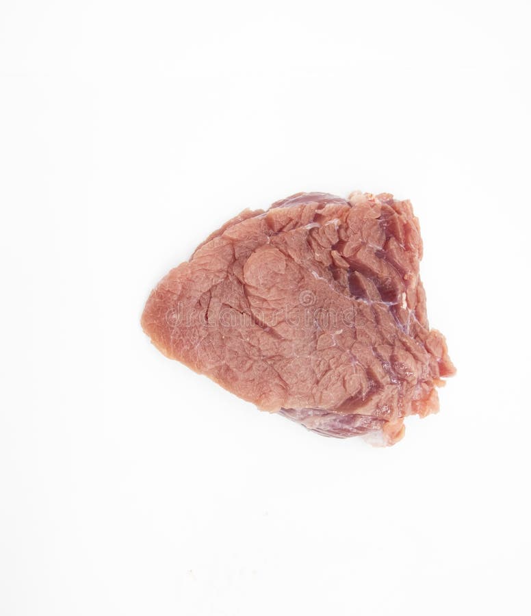 Raw Beef Meat Over on White Background, Top View, Beef Pieces Stock ...
