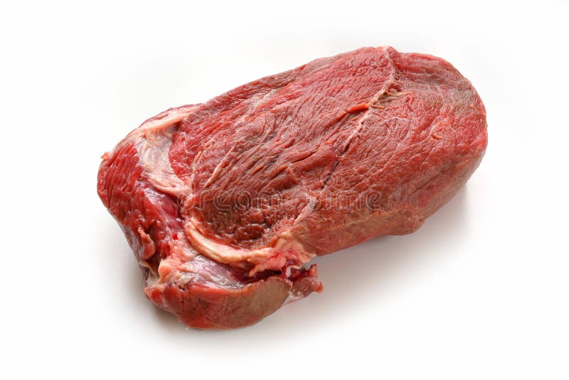 Raw Beef Meat Peace Isolated on a White Background, Copy Space Stock ...