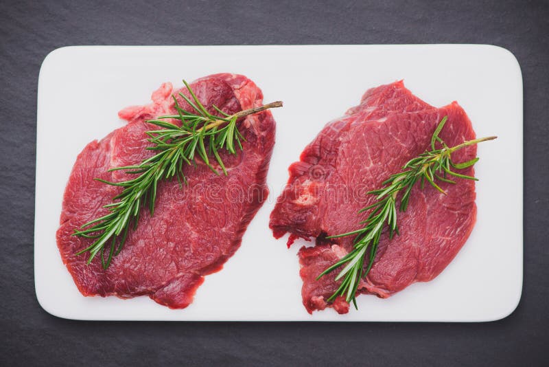 Raw Beef Meat Sliced on a Plate Stock Photo - Image of meat, isolated ...