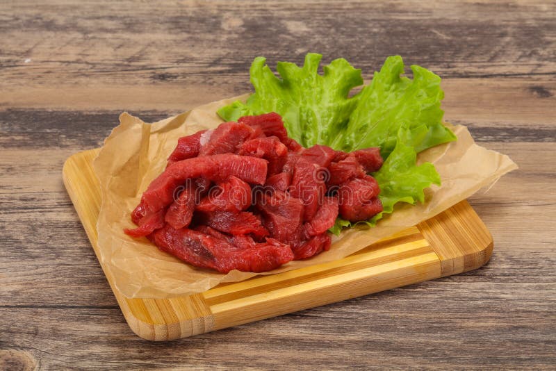 Raw Beef Meat Sliced for Cooking Stock Image - Image of cube, slice ...