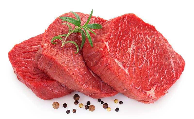 Raw Beef Meat on White Background Stock Photo - Image of veal, white ...