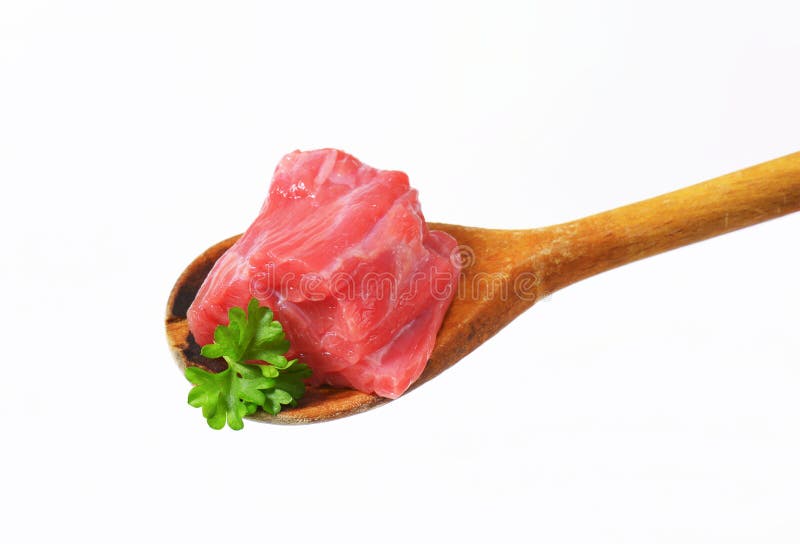 Raw Beef Meat on Wooden Spoon Stock Image - Image of beef, lean: 57097513