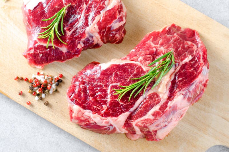 Raw Beef Organic Meat, Light Grey Background, Beef Steak Stock Image ...