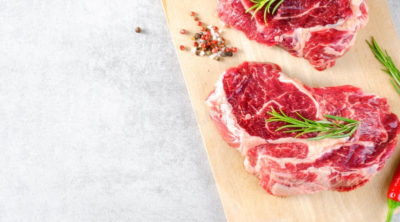 Raw Beef Organic Meat, Light Grey Background, Beef Steak Stock Image ...