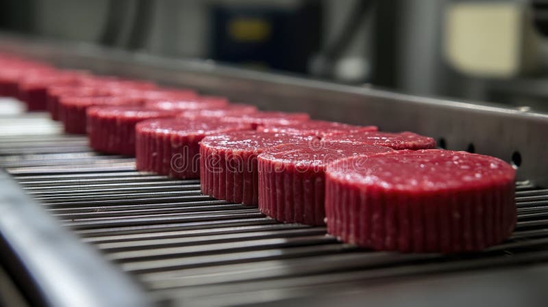 Automated Food Processing Line Raw Meat Patties Stock Photos - Free ...