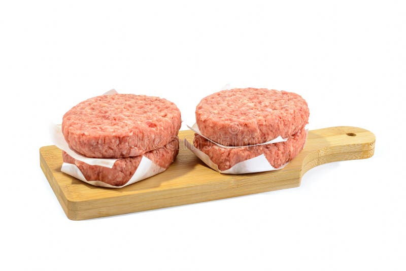 Beef Patties and Spices for Making a Burger. Isolated on a White ...