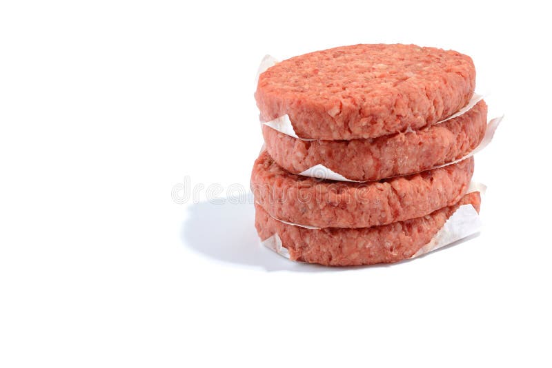 Beef Patties and Spices for Making a Burger. Isolated on a White ...