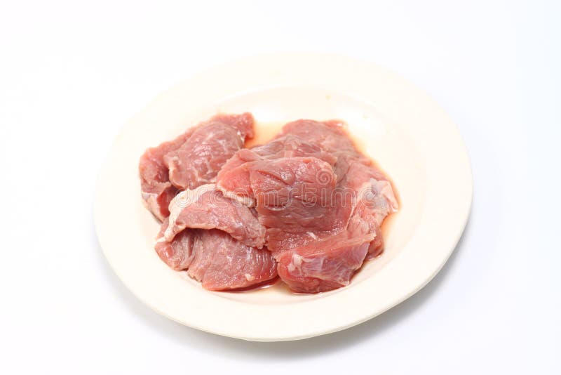 Raw Beef on a Plate with White Background Stock Image - Image of fillet ...
