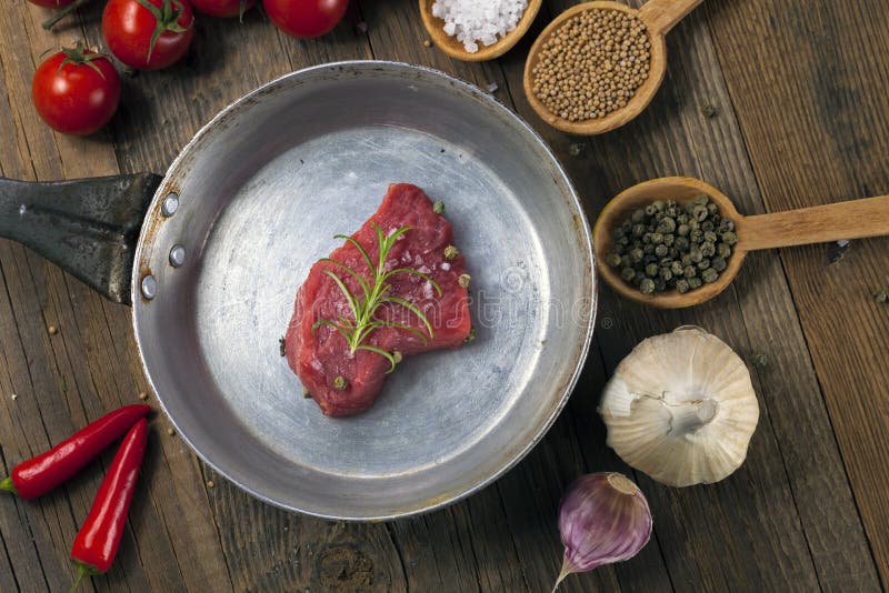 The raw beef stock image. Image of meal, table, spice - 51256153