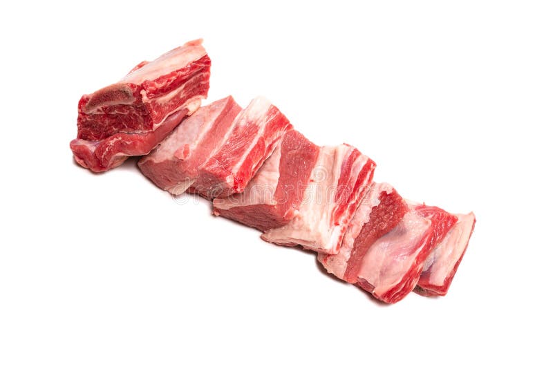 Raw Beef Ribs Isolated on White Background Stock Photo - Image of ...