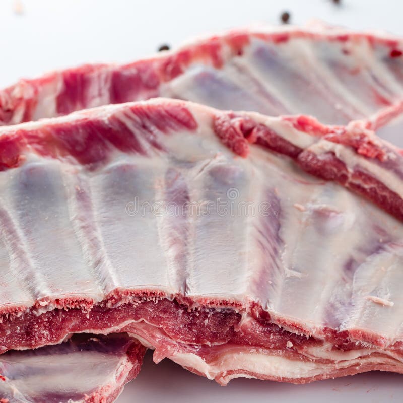 Raw Beef Ribs on a White Background Stock Photo - Image of supermarket ...