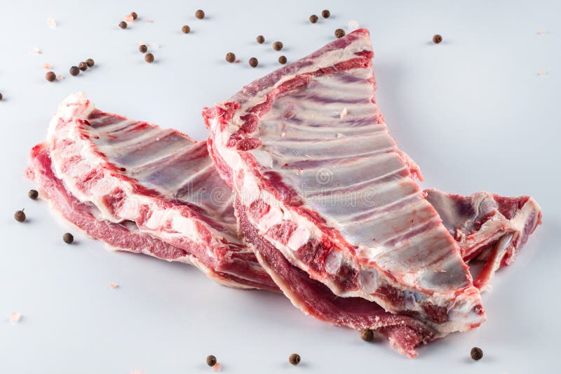 Raw Beef Ribs on a White Background Stock Image - Image of slice ...