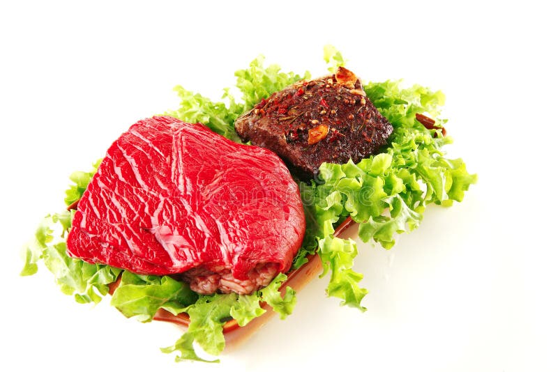 Raw beef with roast steak stock photo. Image of cookery - 12017006