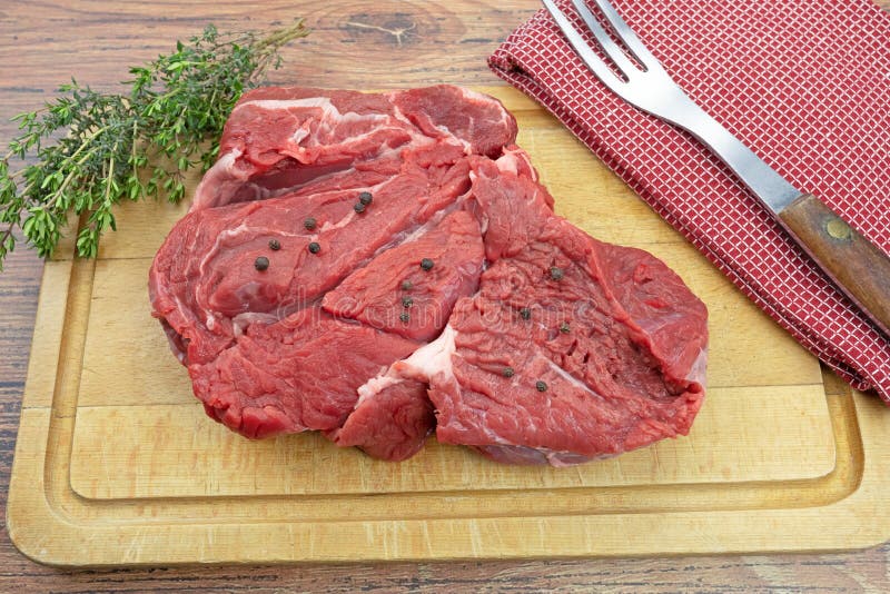 Raw Beef Side on a Cutting Board Stock Photo - Image of steak, tender ...