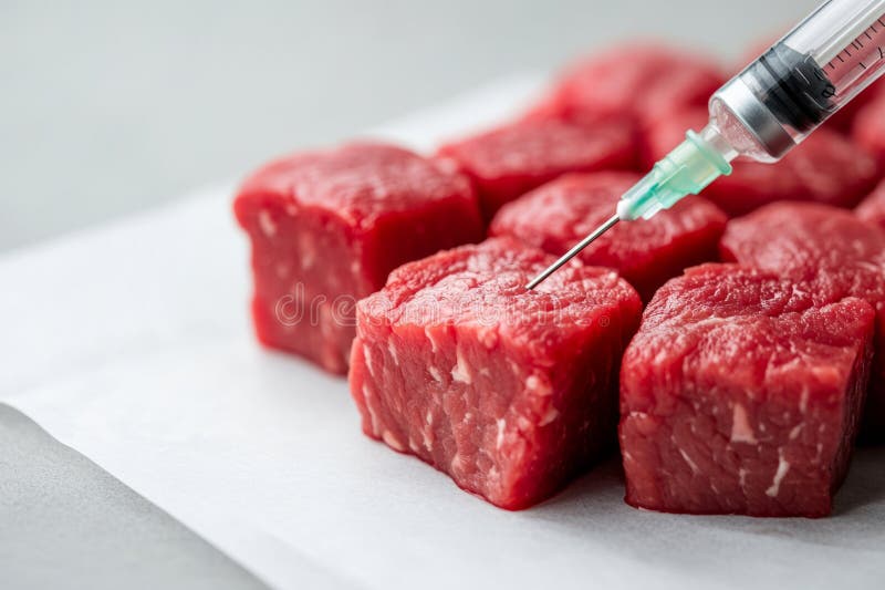 Raw Beef Steak Being Infused with Marinade Using a Syringe Stock Photo ...