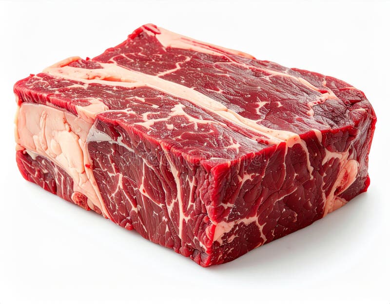 Raw Beef Steak Block on White Background Stock Illustration ...