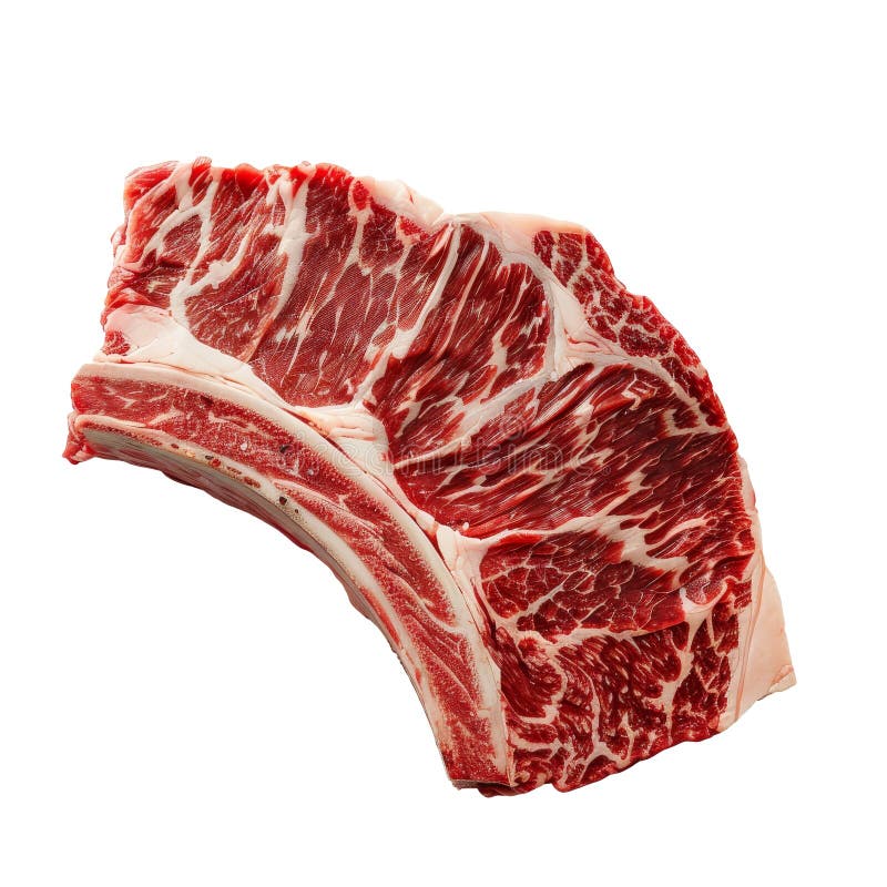 Raw Beef Steak on the Bone with Marbled Texture, Isolated on a ...