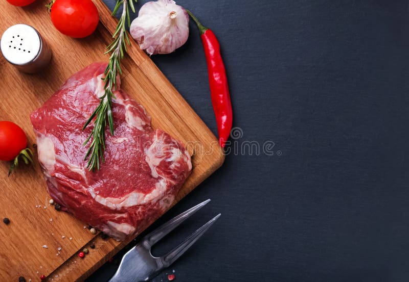 Raw Beef Steak, Dark Style Photo Stock Image - Image of food, salt ...