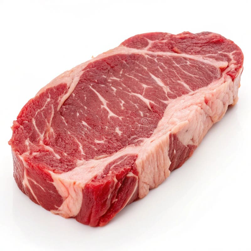 Raw Beef Steak on White Background Stock Illustration - Illustration of ...