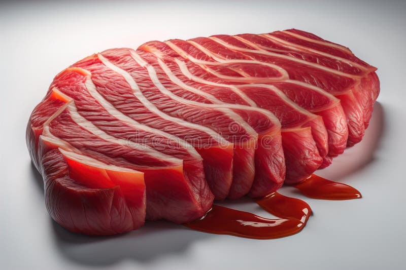 Raw Beef Steak with Ketchup Isolated on White Background. Generative Ai ...