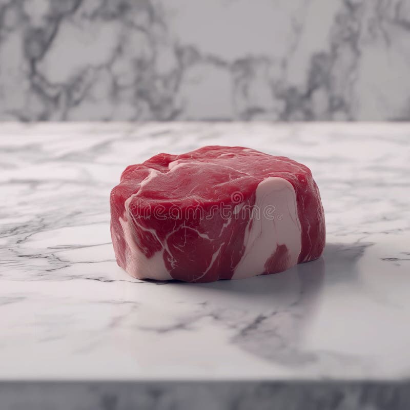 Raw Beef Steak Marble Surface Showcasing Marbling Freshness Stock ...
