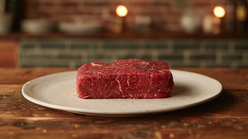 Raw Beef Steak Plate Rustic Kitchen Setting Stock Photos - Free ...