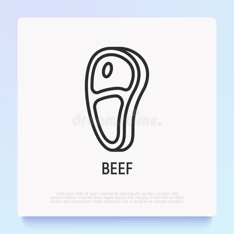 Raw Beef Steak Thin Line Icon. Modern Vector Illustration of Meat Stock ...