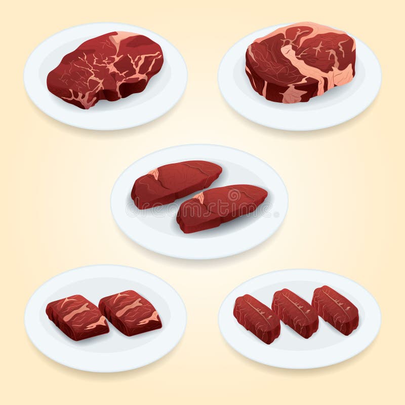 Raw Beef Steak. Vector Illustration Decorative Design Stock Vector ...