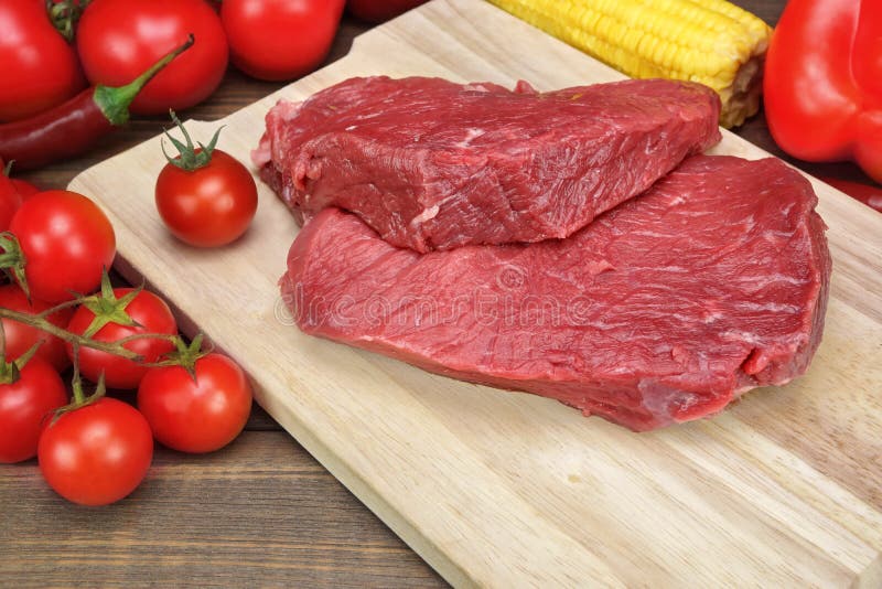 Raw Beef Steak and Vegetables Close-Up Stock Photo - Image of beef ...