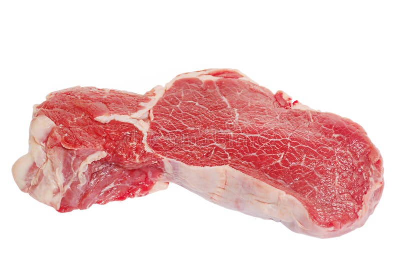 Raw Beef Steak on a White Background. a Piece of Raw Meat Isolate ...