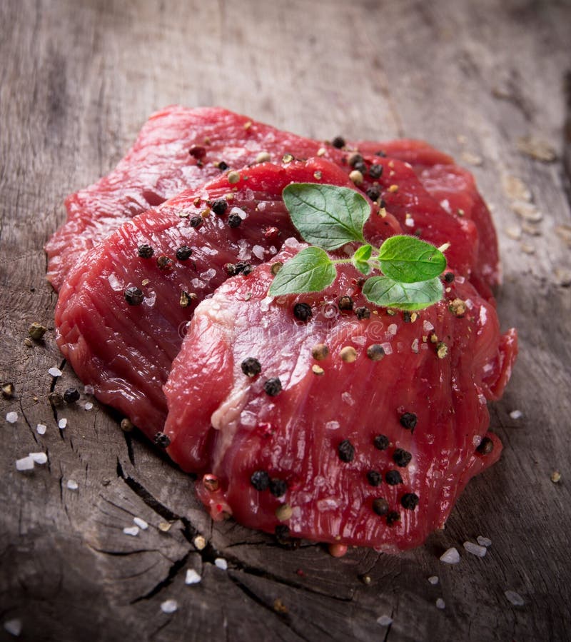 Raw beef steaks stock image. Image of restaurant, horizontal - 27079933